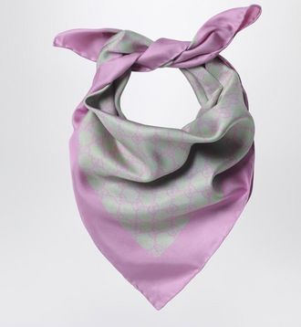 Gucci Aqua green and pink silk twill scarf