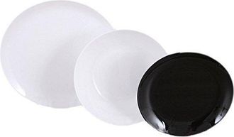 Ambition Tafelservice f&uuml;r 6 Personen Valencia 18 tlg. Glas Tellerset 6 Personen Geschirr Essservice wei&szlig; schwarz