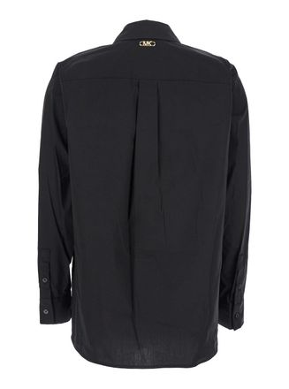 Michael Michael Kors Womens Black Cotton Shirt With Button-Down Collar Organic Elastane Blouses