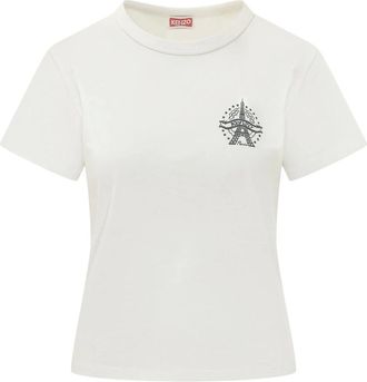 Kenzo Femme, Tops, Blanc, Taille: 38 FR T-shirt Tour Eiffel