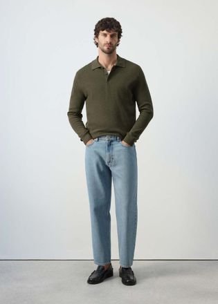 Mango Polo m&eacute;lange coton maille fine olive - Homme - XXL - MANGO MAN