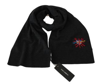 Dolce & Gabbana Mens Gray dgloveslondon Wrap Shawl Wool Scarf Virgin