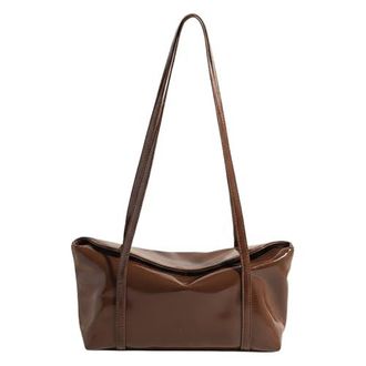 Generic Sac sous les aisselles en polyur&eacute;thane de grande capacit&eacute; Boston avec pendentif, polyvalent, voyage et usage quotidien pour femme, caf&eacute;, 16.14x9.84x5.