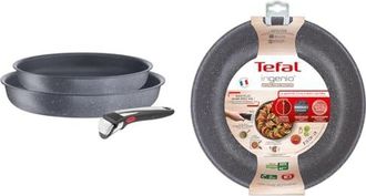 T-fal Ingenio Lot de 2 poêles + poignée amovible, Induction, Revêtement antiadhésif, Empilable & Ingenio Poêle Wok 26 cm, Induction, Revêtement antiadhésif,