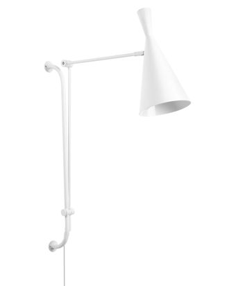 Beliani Wandlampe Metall wei&szlig; mit Schalter Schirm u. Arm verstellbar Industrie Marisa