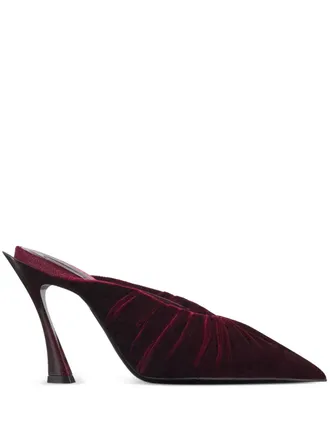 MUGLER mules plissées à bout pointu 95 mm - Rouge
