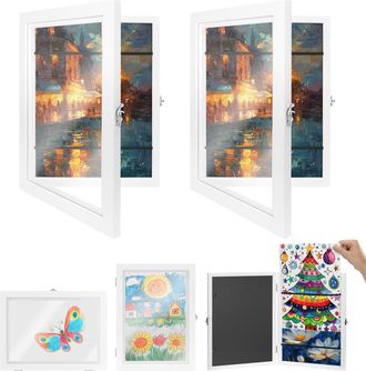 Navaris Stabiler Holz-Bilderrahmen - 2er-Set - A4 - Weiß