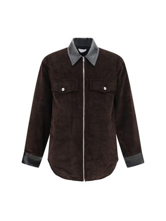 Bottega Veneta Corduroy with Leather Collar Jacket - Brown