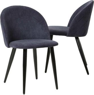 Made In Meubles Made In Meubles - Chaise en tissu bleu marine et métal Jasmine (lot de 2)