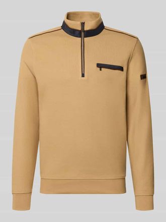 Bugatti Sweatshirt mit Stehkragen und Rei&szlig;verschluss