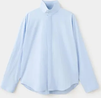 Mango Chemise oversize &agrave; col chemin&eacute;e bleu - Femme - S - MANGO