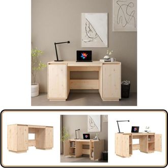 vidaXL Vidaxl - Bureau 140x50x75 cm bois massif de pin - Bureau En Bois Massif - Bureau De Travail - Bureau Moderne - Bureau Design - Meuble De Bureau