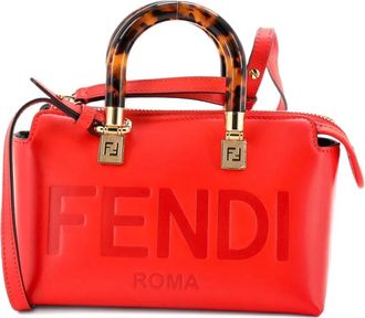 Fendi Logo By The Way Top Handle Bag Embossed Leather Mini crossbody bag - Rot
