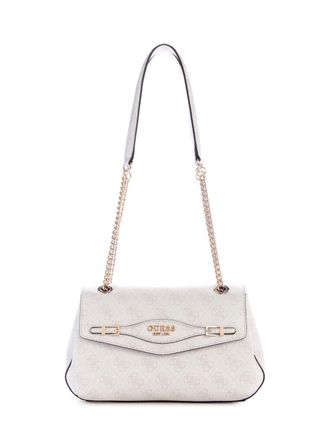 Guess Damen Katya Convertible Crossbody Flap Umhängetasche, Weißes Logo