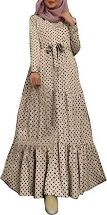 Generic Robes amincissantes pour femmes, robe imprim&eacute;e, v&ecirc;tements musulmans longs, 2026, blanc, L