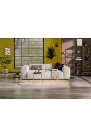MID.YOU Mid.you 3-Sitzer-Sofa Hannah, Creme, Textil, 2-Sitzer, 247x75x104 cm, Made in EU, Wohnzimmer, Sofas & Couches, Sofas, 3-Sitzer Sofas
