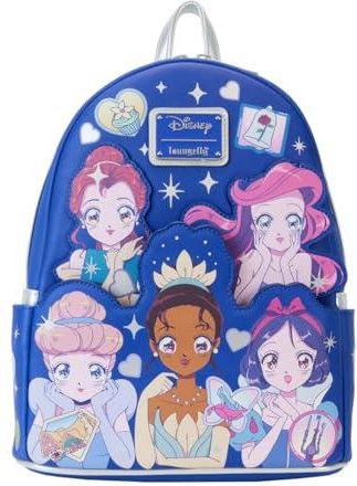 Loungefly Sac à dos Disney Princess Manga Style Mini Sac à dos Bleu, bleu, taille unique