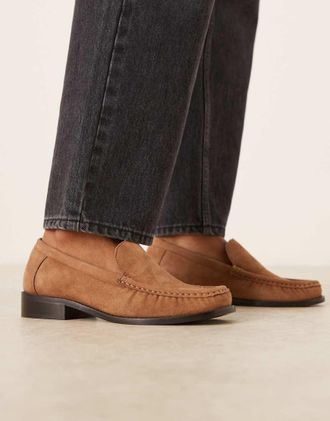Asos Marcel - Schlichte Loafer aus hochwertigem Wildleder in Hellbraun-Brown