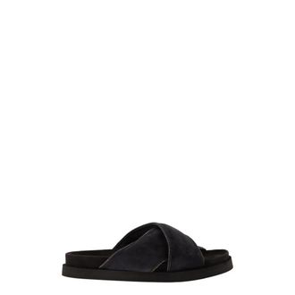 Fabiana Filippi Flache Wildleder-Sandalen mit gekreuzten Riemen - - Shoes - Damen - Blau - 37 EU