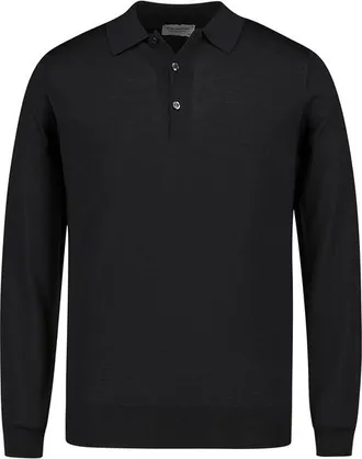 John Smedley Herren Pullover schwarz Merinowolle unifarben