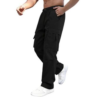 Generic Pantalon de surv&ecirc;tement cargo pour homme avec poches utilitaires, coupe d&eacute;contract&eacute;e pour la randonn&eacute;e en plein air et un usage quotidien, pantalon de