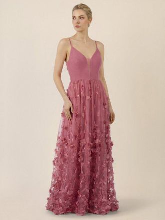 Apart Abendkleid mit 3D-Bl&uuml;ten und T&uuml;llrock