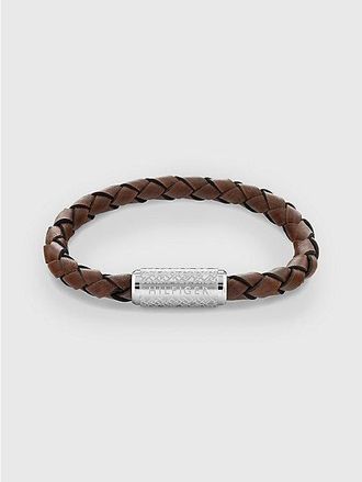 Tommy Hilfiger Bracelet en cuir tress&eacute; l&acirc;che marron clair