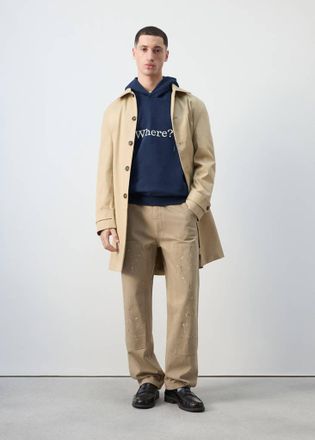 Mango Jean effet &eacute;claboussures coupe regular beige - Homme - 38 - MANGO MAN