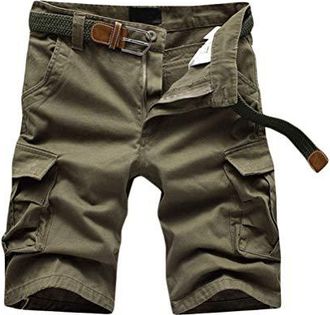 Onsoyours Bermudas Hommes Ete Outdoor Cotton Casual Short Cargo Couleur Unie L&acirc;che Pantalon Court B Jaune Small