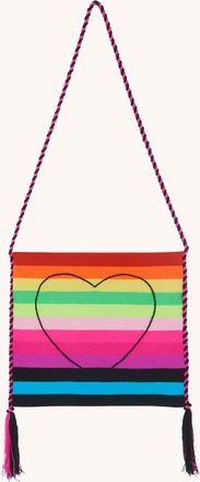 Kujten Sac broderie main et pompoms en cachemire - Sac Coeur