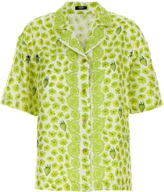 Versace Femme, Blouses et Chemises, Multicolore, Taille: 34 FR Chemise en twill de soie imprim&eacute; Jardin de Fraises
