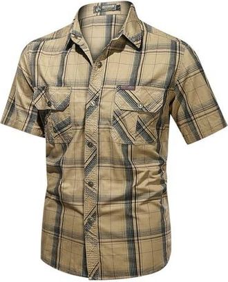 Generic VYLYNL Chemise &agrave; manches courtes pour homme - R&eacute;sistante aux taches et aux plis - Coupe r&eacute;guli&egrave;re - Style formel - Affaires d&eacute;contract&eacute;es - Chemise &agrave; 