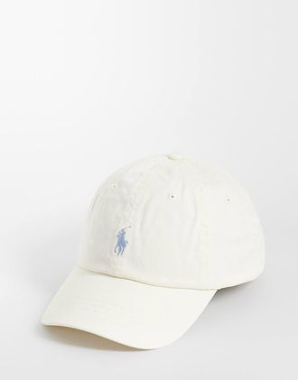 Polo Ralph Lauren Casquette de baseball en serg&eacute; &agrave; logo embl&eacute;matique - Cr&egrave;me-Blanc