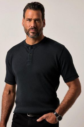 JP1880 T-Shirt Henley FLEXNAMIC Halbarm Rippjersey Vintage Look