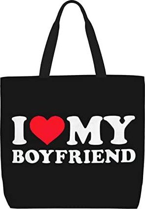 Generic Sac De Courses JAime Mon Petit Ami Sac Tissu Avec Poign&eacute;es R&eacute;utilisable Sacs En Toile Pour Femmes, Pour Burea, Shopping, Filles, Voyage