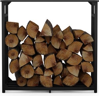 Blumfeldt Valdivian Kaminholzregal - 2,3 m³ Metall-Brennholzregal mit Stahldach & Regenschutz, Robustes Holzlager Innen, Wetterfestes Feuerholzregal, Inkl. Trag