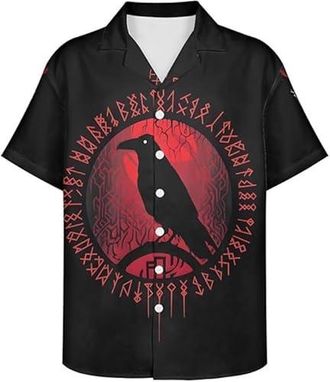 Keephen Nouveaut&eacute; Viking Chemises Hommes/Femmes Viking Animal Impression 3D Chemise Hawaiienne Chemise &agrave; Boutons Cool Plage Vacances Col &agrave; Revers Haut