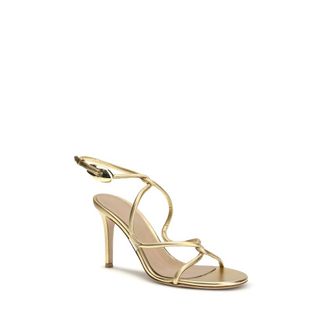 Gianvito Rossi Womens Jungle Mamba Sandal Gold Calf Leather Bos Heels