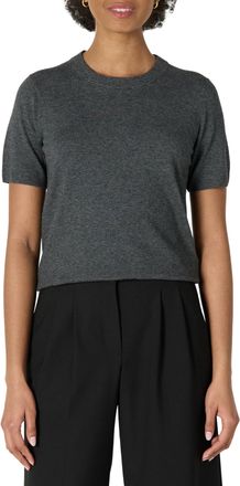 Amazon Essentials Damen Kurzärmeliger Pullover mit regulären Ärmeln, Charcoal Heather, Größe XXL