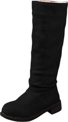 Generic Bottes de marche classiques &agrave; talon &eacute;pais pour femme - En daim synth&eacute;tique - &Eacute;l&eacute;gantes et d&eacute;contract&eacute;es - Semelle antid&eacute;rapante confortable - &Agrave; enfile