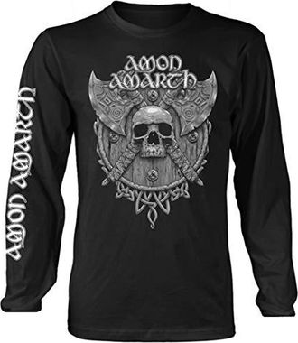 Amon Amarth Grey Skull (Black) Long Sleeve Shirt (x-Large)