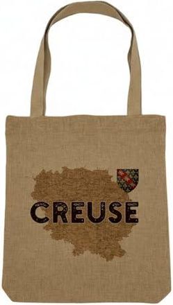 Fabulous Sac Shopping Tote Bag Aspect Lin - Creuse 23 Departement Carte Ancienne Rare Nouvelle Aquitaine - Sac de Courses Toile Epaisse 360g Beige Naturel Caba