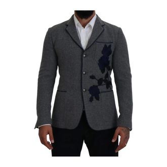 Dolce & Gabbana Blazer Brod&eacute; Floral - Homme - Vestes - Gris - Taille: S