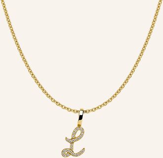 Cada Cada Kette Tiny Diamond Letter L gold