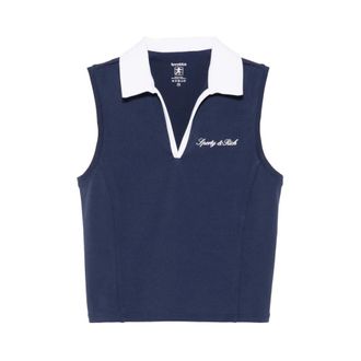 Sporty & Rich Sportliches Crop Polo-Top - - Tops - Damen - Blau - M