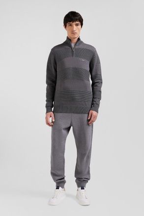 Eden Park Pull Col Camionneur En Coton Gris &Agrave; Jeux De Maille Coupe Regular