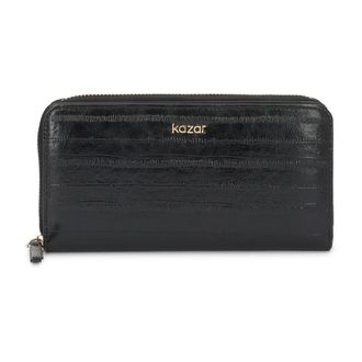 Kazar Ledergeldb&ouml;rse mit Rei&szlig;verschlussfach und Spannklappe - - Accessories - Damen - Schwarzk - ONE SIZE