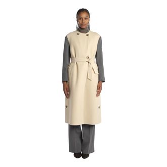 Max Mara Femme, Vestes, Beige, Taille: 38 FR Gilet double Stecca avec boutons