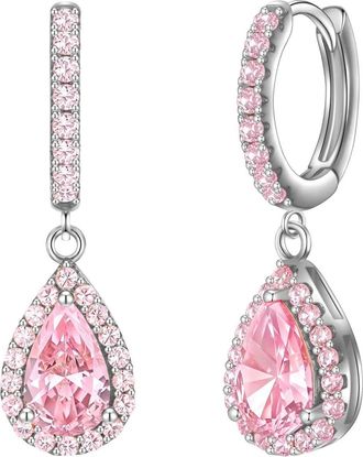 Glanzst&uuml;cke M&uuml;nchen Ohrringe - Creolen Sterling Silber Zirkonia pink - Gr. unisize - in Silber - f&uuml;r Damen