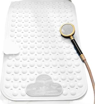Generic 1 St&uuml;ck rutschfeste PVC-Duschmatte mit Saugn&auml;pfen und Abflussl&ouml;chern, Massageteppich for Badezimmer, Badewanne, Badteppiche, 15,7 x 27,5 Zoll(White)